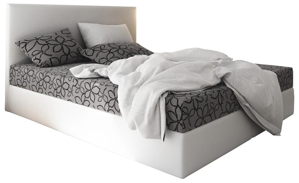 Manželská postel Boxspring 140 cm Lilac Comfort (vzor + bílá) (s matrací a úložným prostorem). 1056072