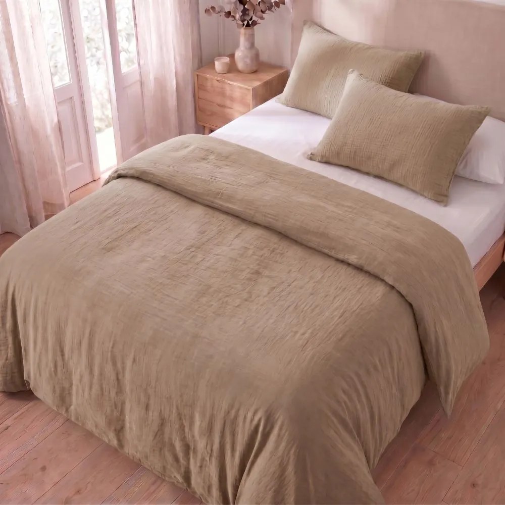 Kvalitex Mušelínové povlečení béžové 1x 220/200, 2x 70/90cm