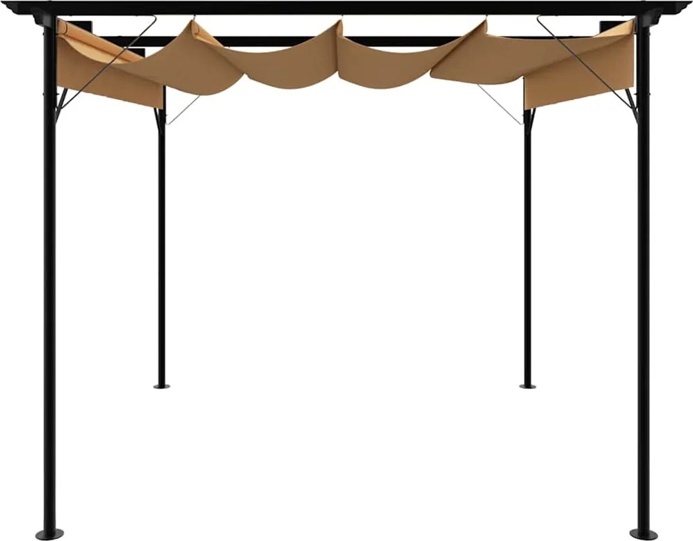 Pergola se zatahovací střechou taupe 3 x 3 m ocel 180 g/m² 312227