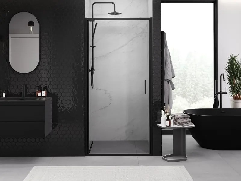Mexen Exo sprchové dveře výklopné 90 cm, transparentní, černé - 817-090-000-70-00