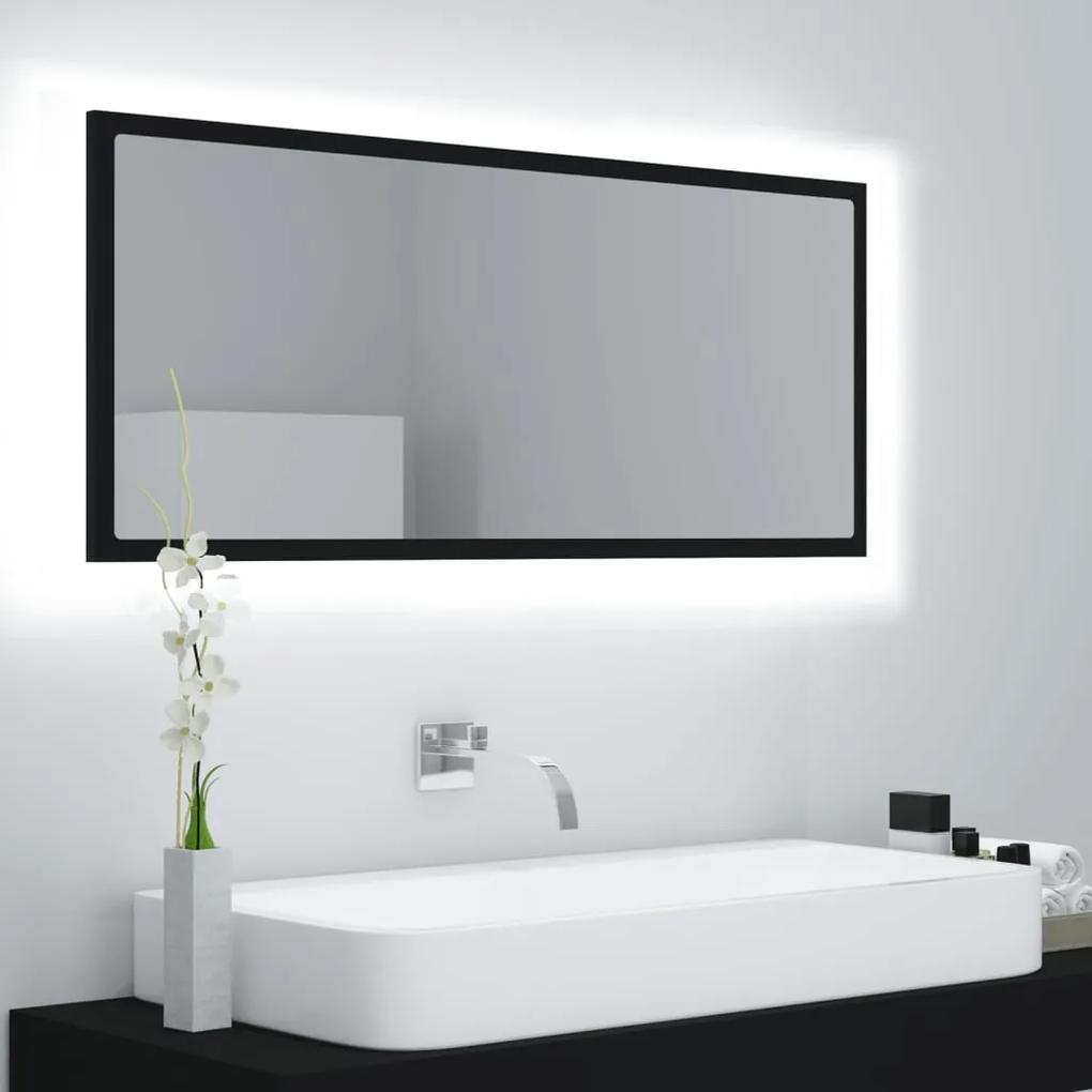 804941 vidaXL Koupelnové zrcadlo LED černé 100 x 8,5 x 37 cm dřevotříska