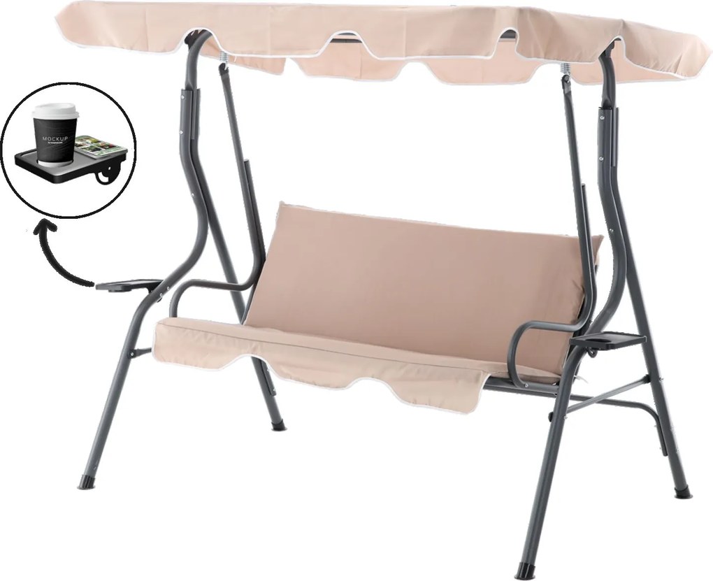 GardenLine Zahradní houpačka s držáky na nápoje KRES 0735 béžová
