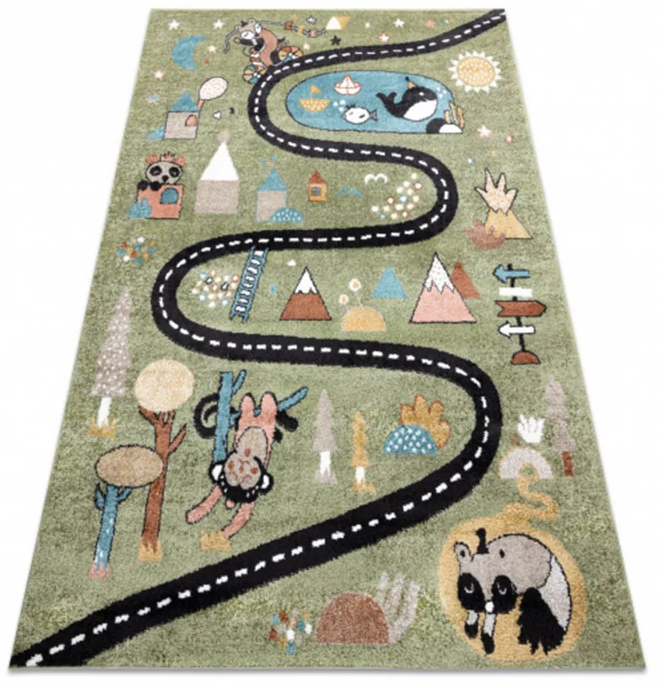 Dětský kusový koberec Cesta z města zelený, Velikosti 140x190cm