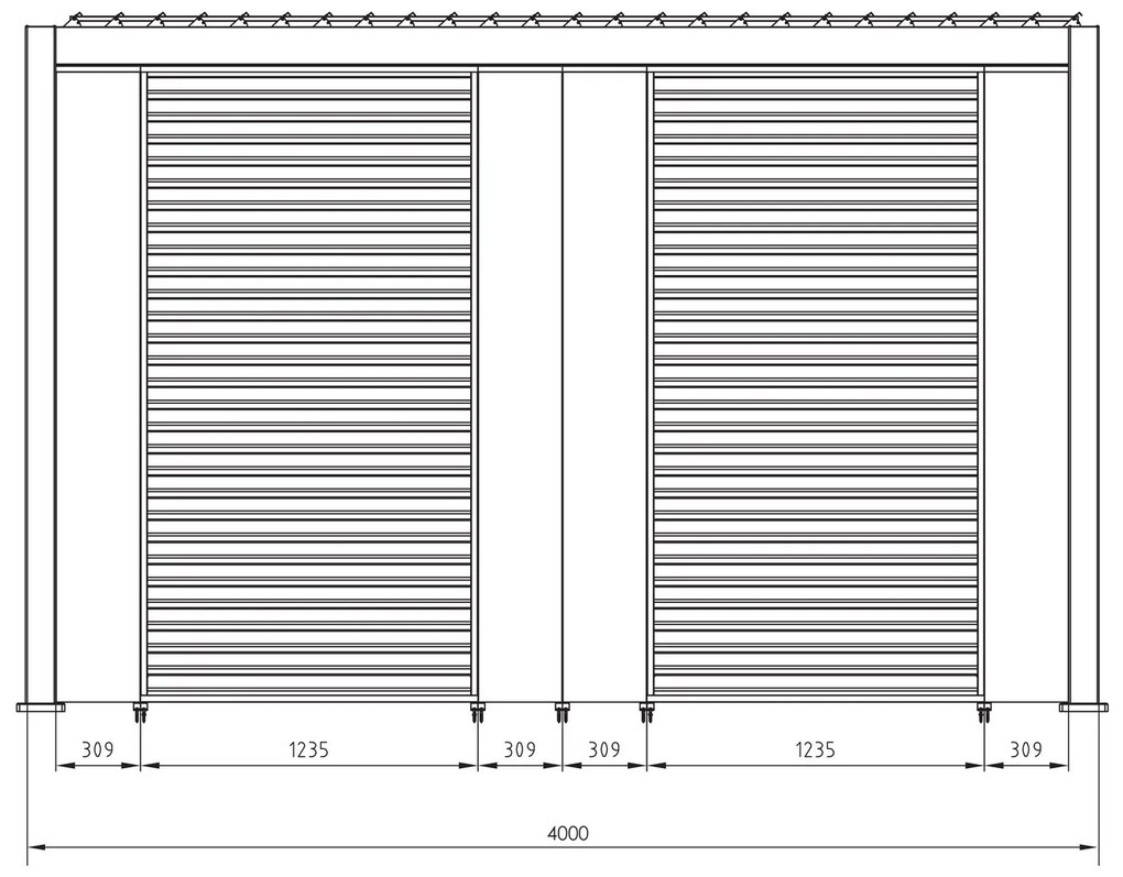 BIZZOTTO Antracitová hliníková pergola s uzavíracími lamelami OCEAN 3x4m 0795772