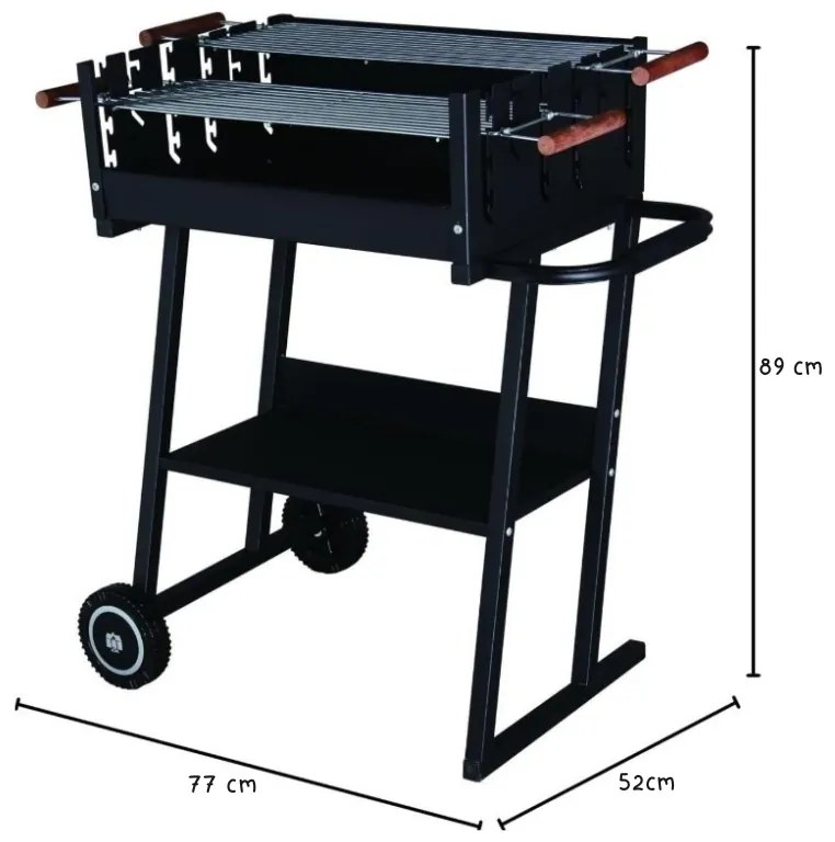 GardenMeister Zahradní pojízdný gril na dřevěné uhlí Party Trolley BBQ WM044249-10
