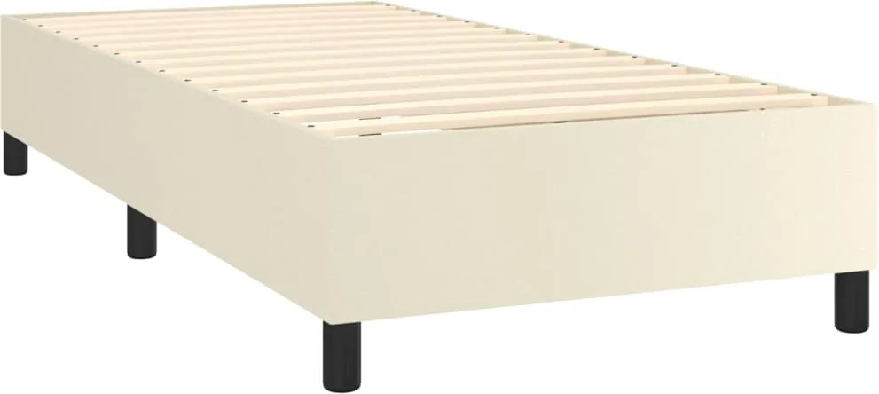 Box spring postel s matrací a LED krémová 80x200 cm umělá kůže 3139231