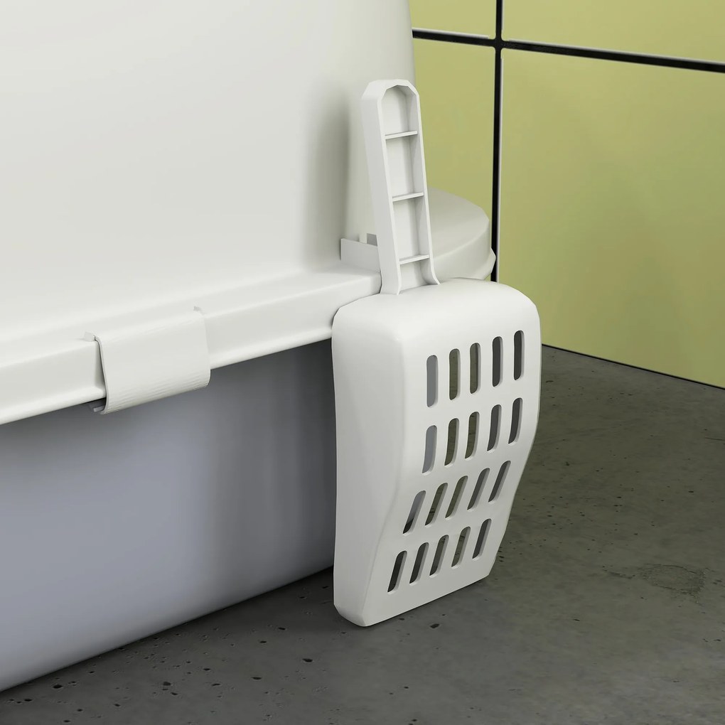 Kočkolit s víkem Kočkolit s lopatkou Spodní zásuvka Vstupní pedál pro kočky do 5 kg 40,5x52x39 cm Šedý