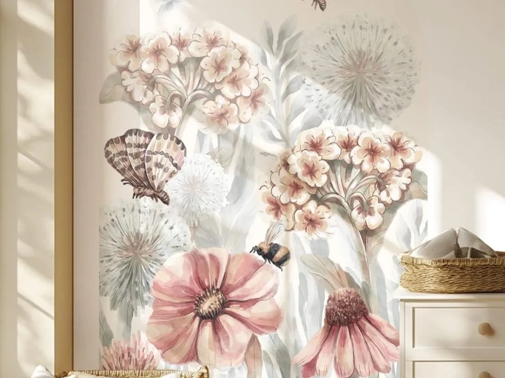 Nástěnná samolepka OBLOUK do dětského pokoje DIVOKÉ KVĚTY Rozměr: 50 x 80 cm