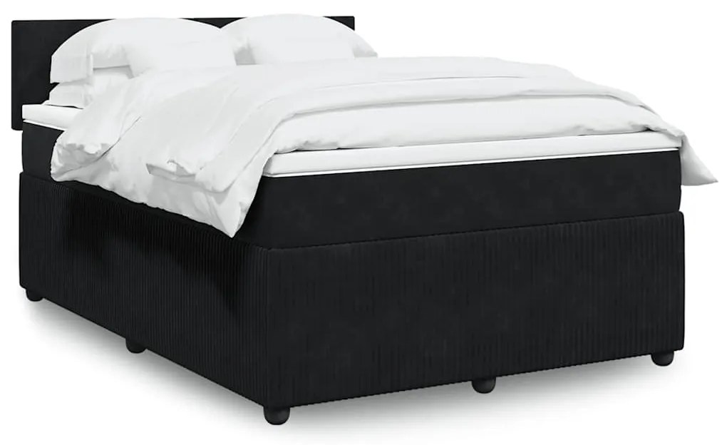 Box spring postel s matrací černá 140 x 190 cm samet 3290030