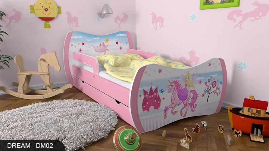 Dětská postel Dream vzor 02 140x70 cm růžová