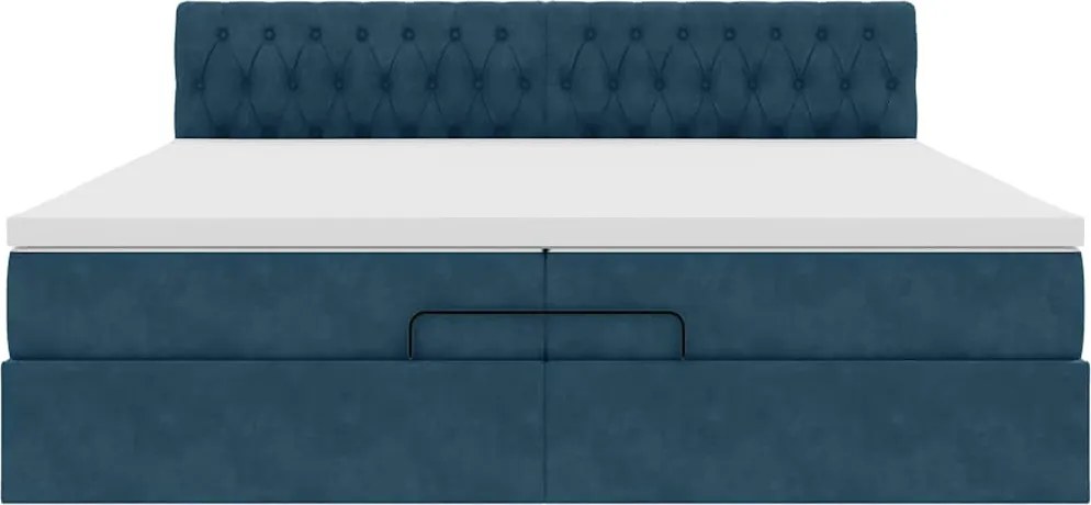 Osmanský rám postele s matrací tmavě modrá 200x200 cm samet 3311871