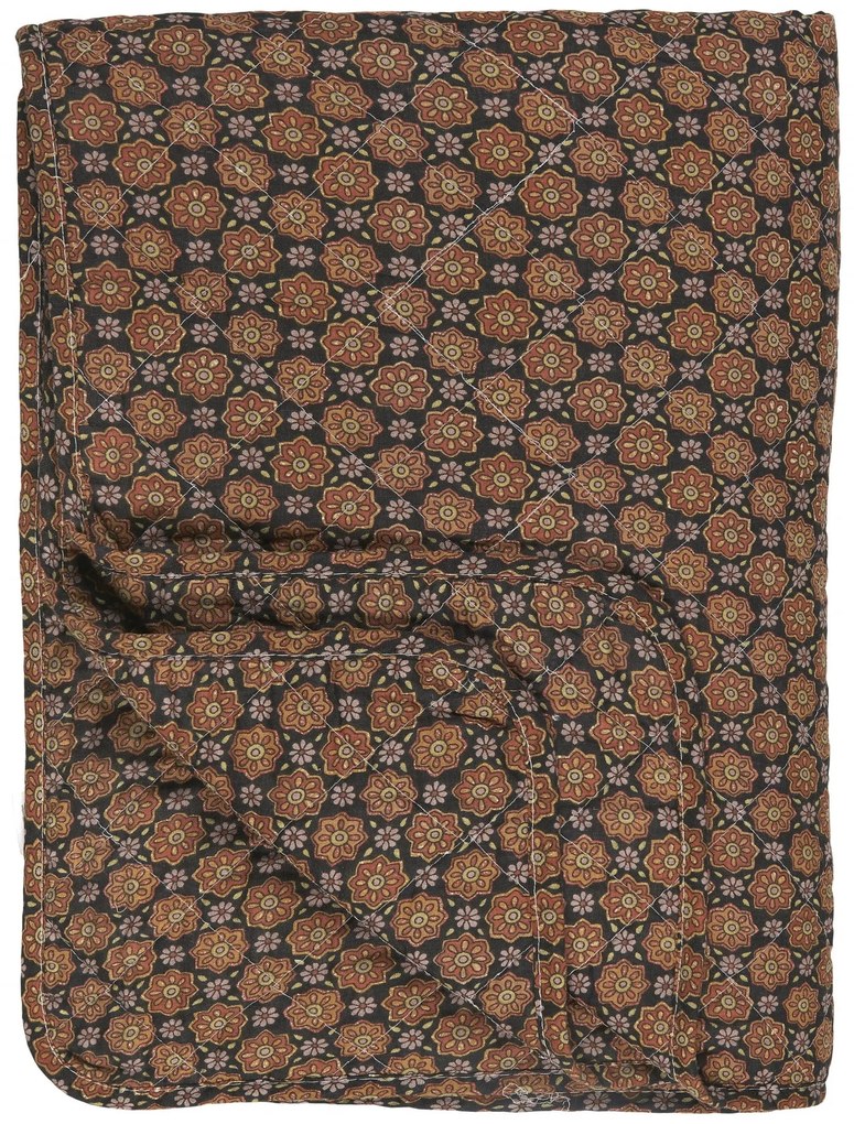 IB LAURSEN Prošívaný přehoz Rustic Brown Colours, hnědá barva, textil