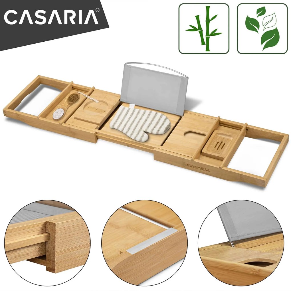 Relaxační polička na vanu bambus 75-109 cm 109257