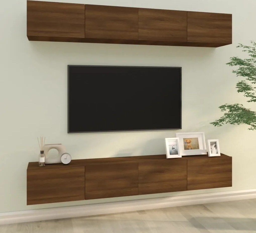 vidaXL Nástěnné TV skříňky 4 ks 100 x 30 x 30 cm [3114195] Barva: dub sonoma