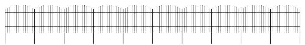 Zahradní plot s kopím nahoře ocelový 1781,5 x 175 cm černý