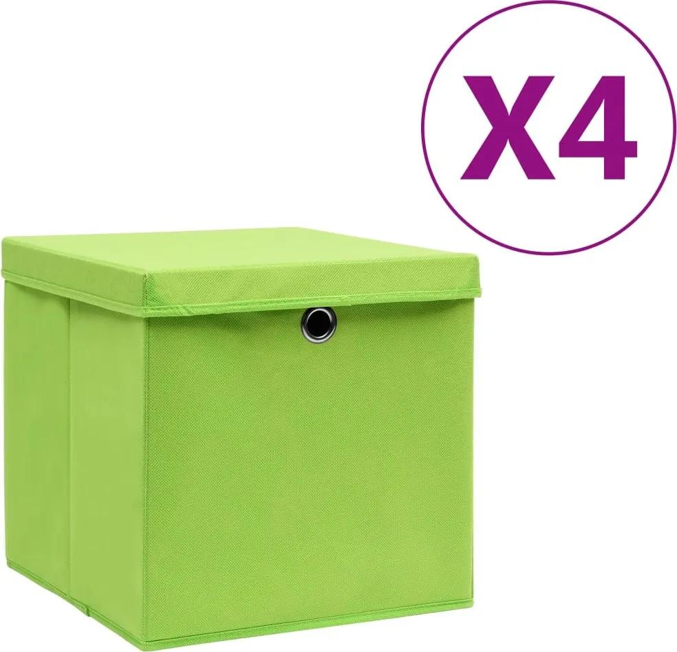 vidaXL Úložné boxy 4 ks netkaná textilie 28 x 28 x 28 cm [325188] Barva: Zelená