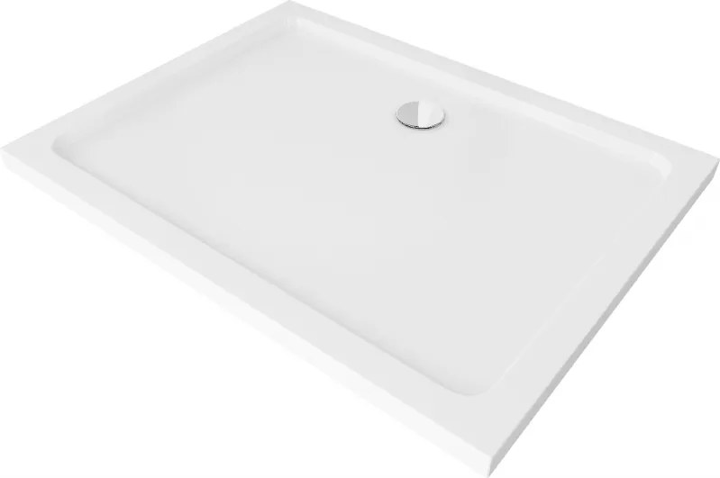 Mexen Flat obdélníková sprchová vanička slim 100 x 90 cm, bílá, sifon chrom - 40109010