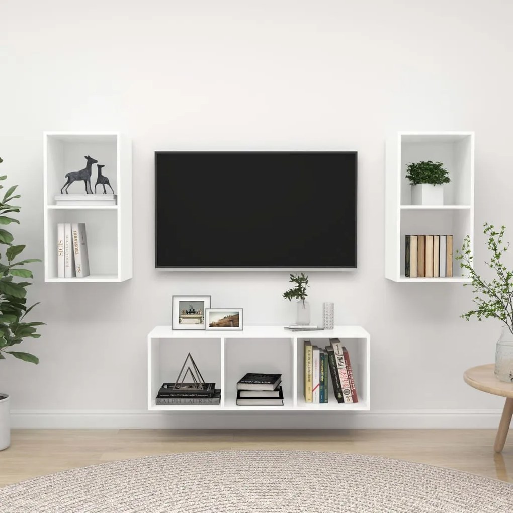 VidaXL TV skříňky 3 ks bílé dřevotříska 3079736