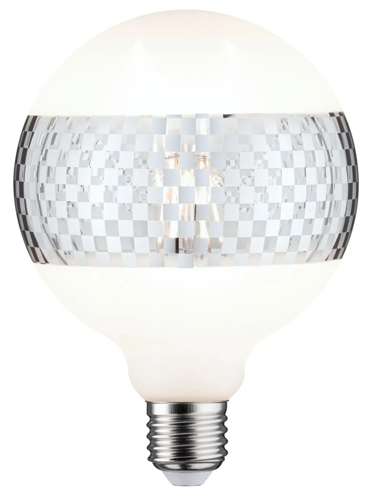 P 28742 LED G125 Modern Classic dekorativní pruh stříbrná lesklá károvaná E27 2.700K stmívatelné - PAULMANN