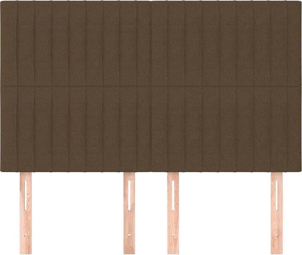Čelo postele tmavě hnědé 144x5x118/128 cm látkové 3116571