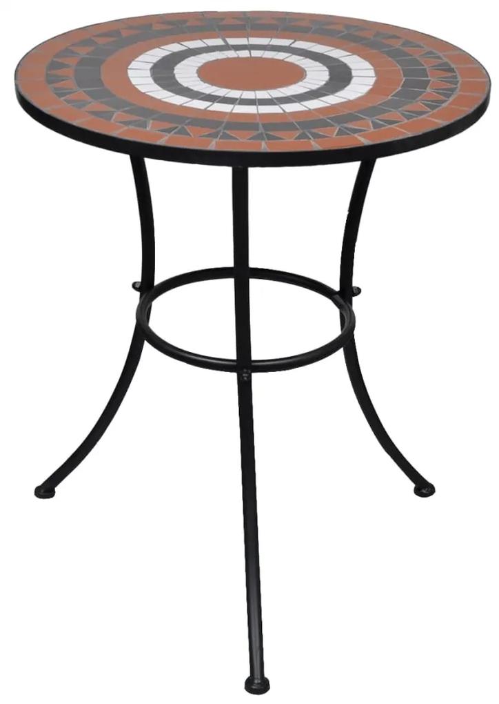 vidaXL Bistro stolek terakota a bílý 60 cm mozaika