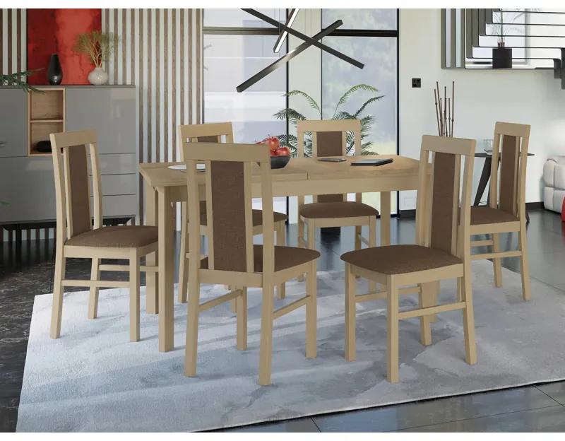 Rozkládací stůl se 6 židlemi - AL34, Barva dřeva: bílá, Potah: Hygge D20