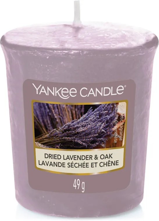 Yankee Candle – votivní svíčka Dried Lavender &amp; Oak (Sušená levandule a dub), 49 g