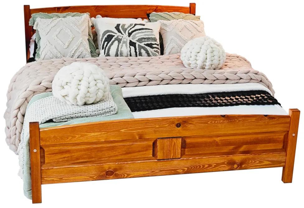 Vyvýšená postel ANGEL + pěnová matrace DE LUX 14 cm + rošt, 160 x 200 cm, olše-lak