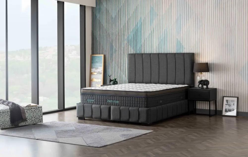 Čalouněná postel DREAM MODE NEW s matrací - antracit 200 × 200 cm
