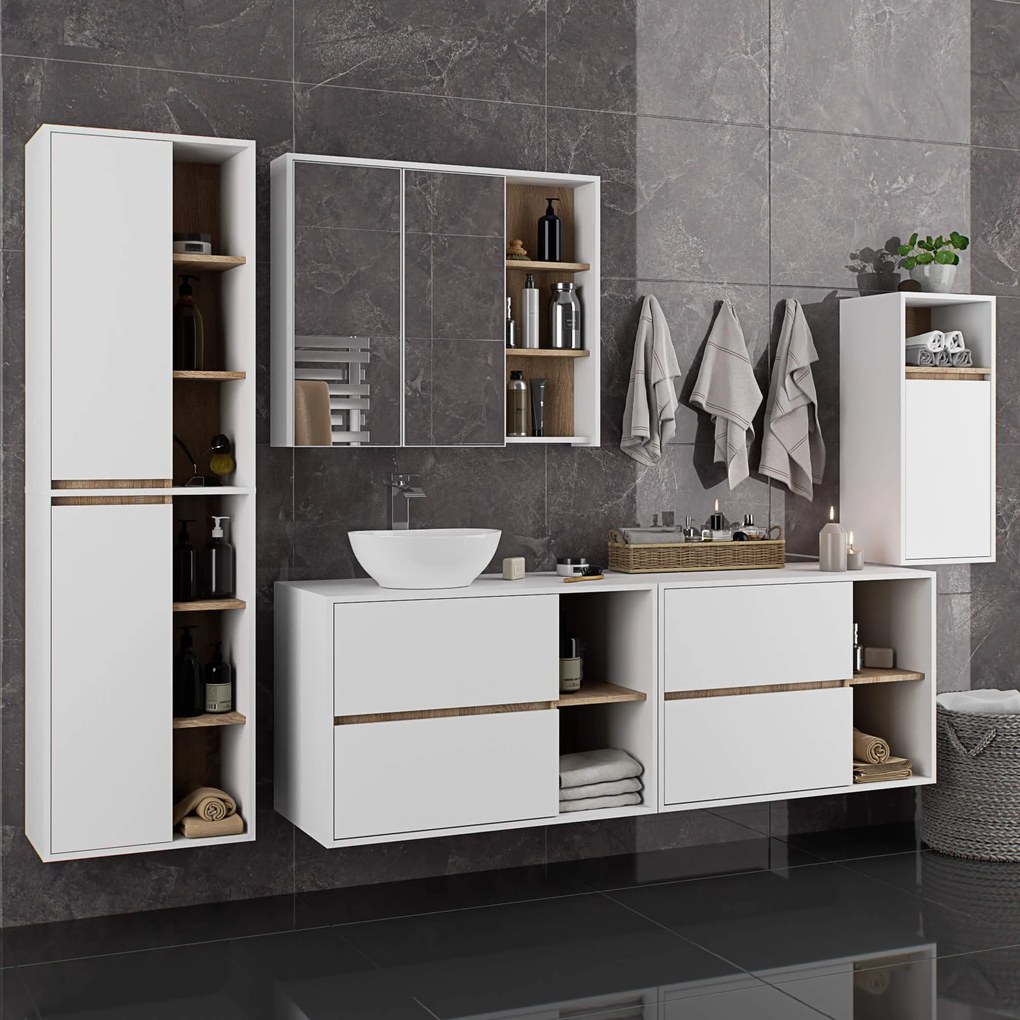 Závěsná skříňka pod umyvadlo VAMI s otvory 90 cm - výběr z 6 provedení
