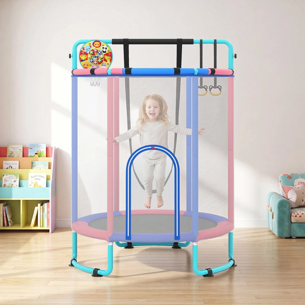 Costway Trampolína pro děti 154 cm 6 v 1 Dětská trampolína s – modrý