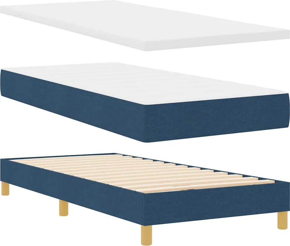 Postel s boxspringem s čelo Modrá 90 x 190 cm textil 3340191