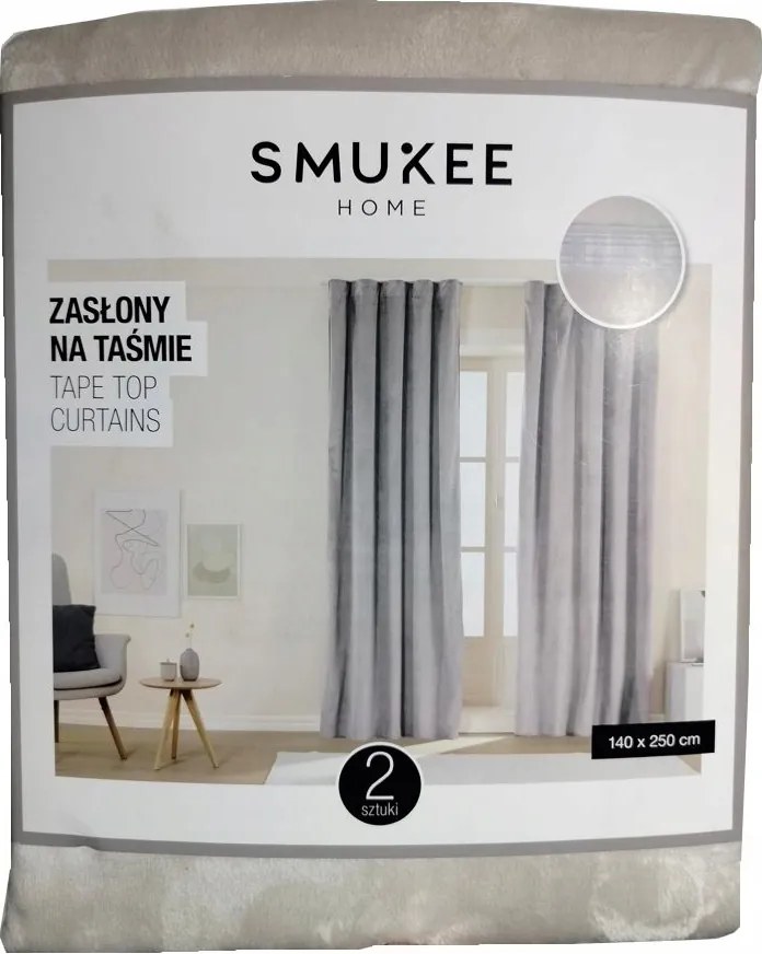 Velurové sametové záclony na pásce Smukee 140x250 béžové 305