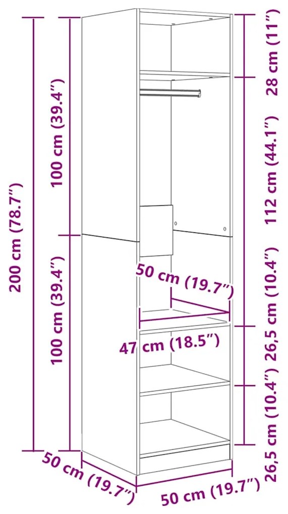 vidaXL Marketos Šatní skříň betonově šedá 50 x 50 x 200 cm kompozitní dřevo