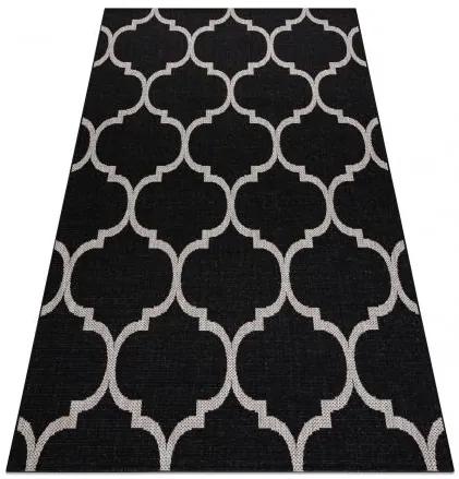 Dywany Luszczow Kusový koberec SIZAL FLOORLUX 20608 Maroko, Jetel, Mříž, černá, stříbrný Rozměr koberce: 140 x 200 cm