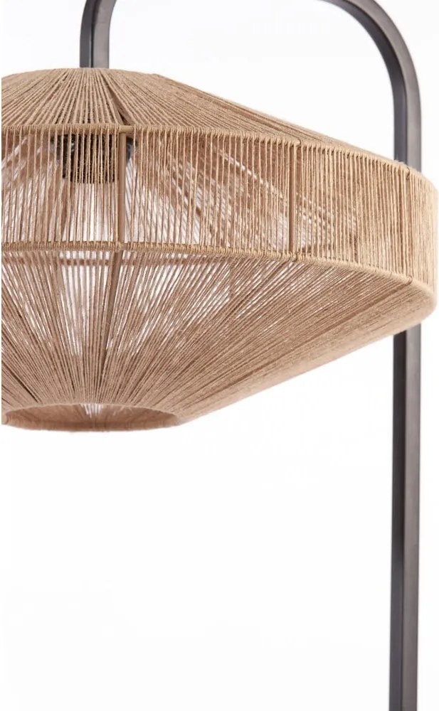 Stojací lampa s textilním stínidlem v matně černo-přírodní barvě (výška 164 cm) Lyra – Light &amp; Living