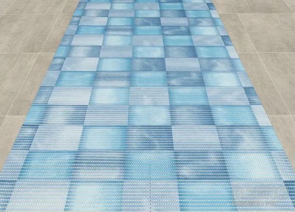 Breno Koupelnová pěnová předložka SOFTY-TEX 79843 modré dlaždice, šíře 65 cm, Modrá