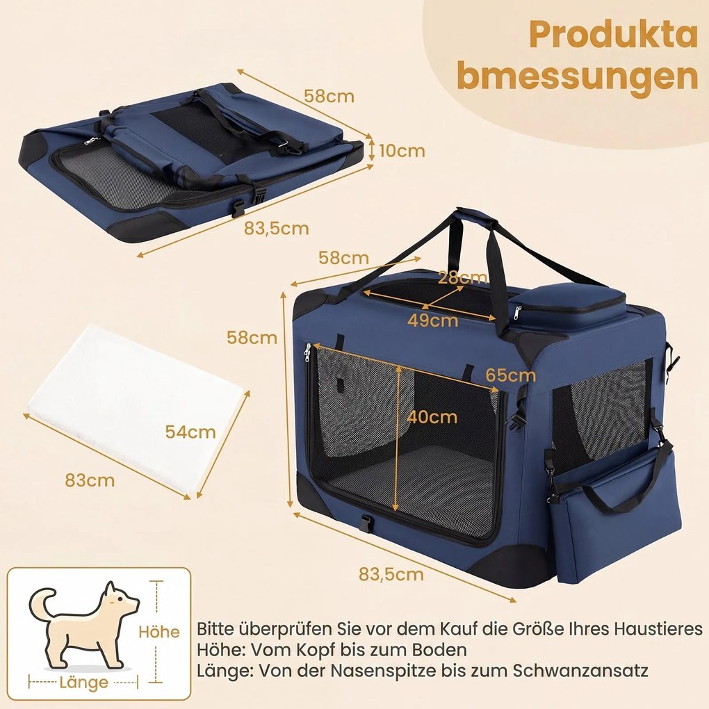 Costway Přepravka pro psy skládací přenosný přepravní box pro psy se síťovými