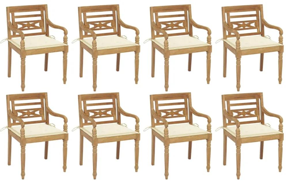 Židle Batavia s poduškami 8 ks masivní teakové dřevo,  3073351