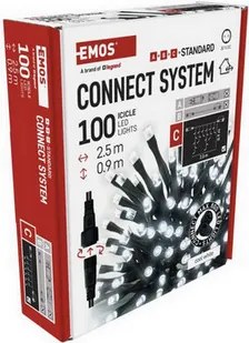 Propojovací vánoční řetěz bez zdroje EMOS Connecting D1CC01 ZY1932 100LED krápníky 2,5x0,9m studená bílá