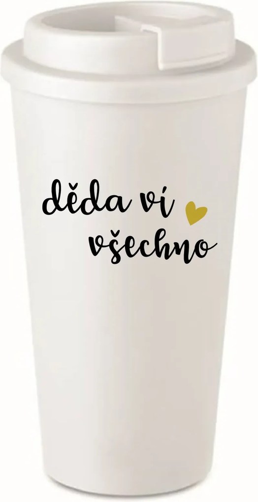 DĚDA VÍ VŠECHNO - bílý termohrnek 475 ml