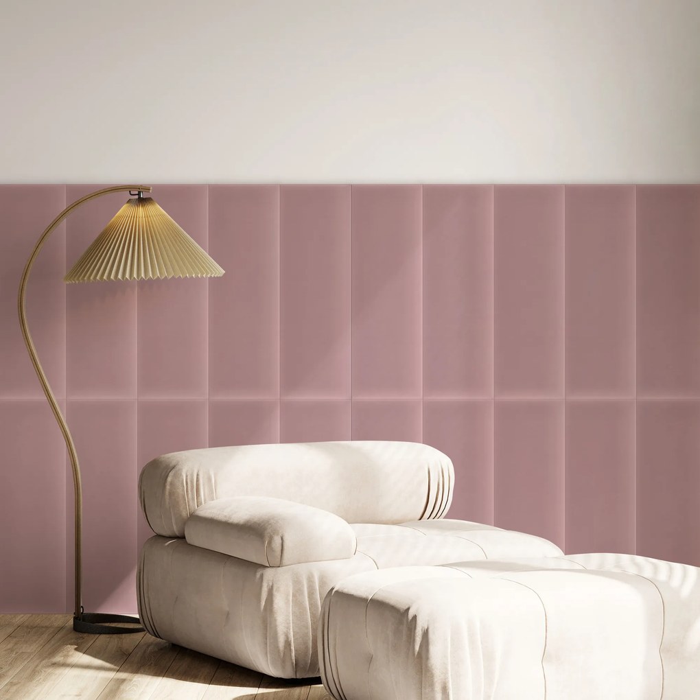 Sametový čalouněný panel - Obdélník - 60x30cm Farba: Růžová