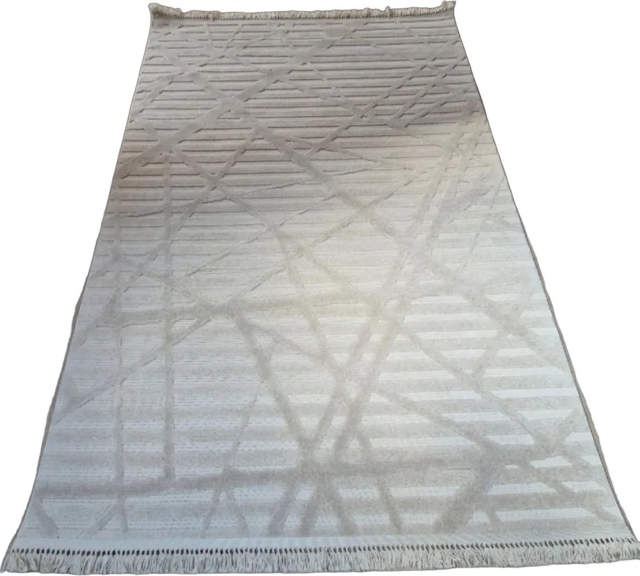HU Krémově béžový moderní koberec TWIST CREAM 20294A Rozměr: 60x100 cm