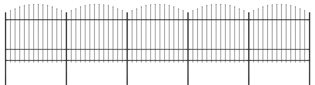 277743 vidaXL Zahradní plot s hroty ocel (1,5–1,75) x 8,5 m černý