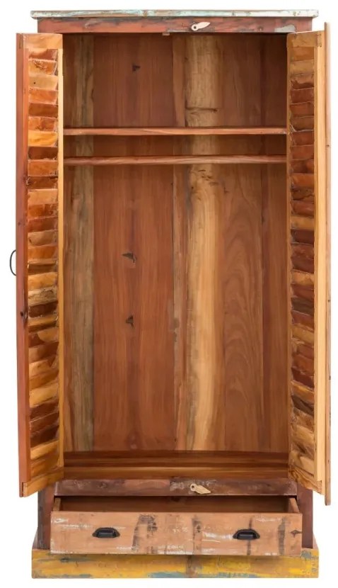 furniture-nabytek.cz - Masivní šatní skříň Westhill z recyklovaného dřeva, lakovaná, vícebarevná – 90×60×180 cm