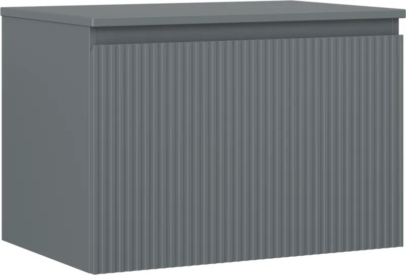 Mexen Rivel, koupelnová skříňka 70 cm s horní deskou, 1 zásuvka, drážkovaná, grafitová matná, 91A20-07047-1-BFC66