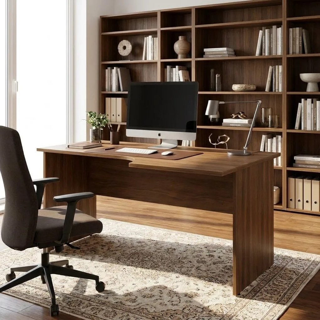 Ergonomický stůl Impress 160 x 90 cm, pravý, ořech dijon