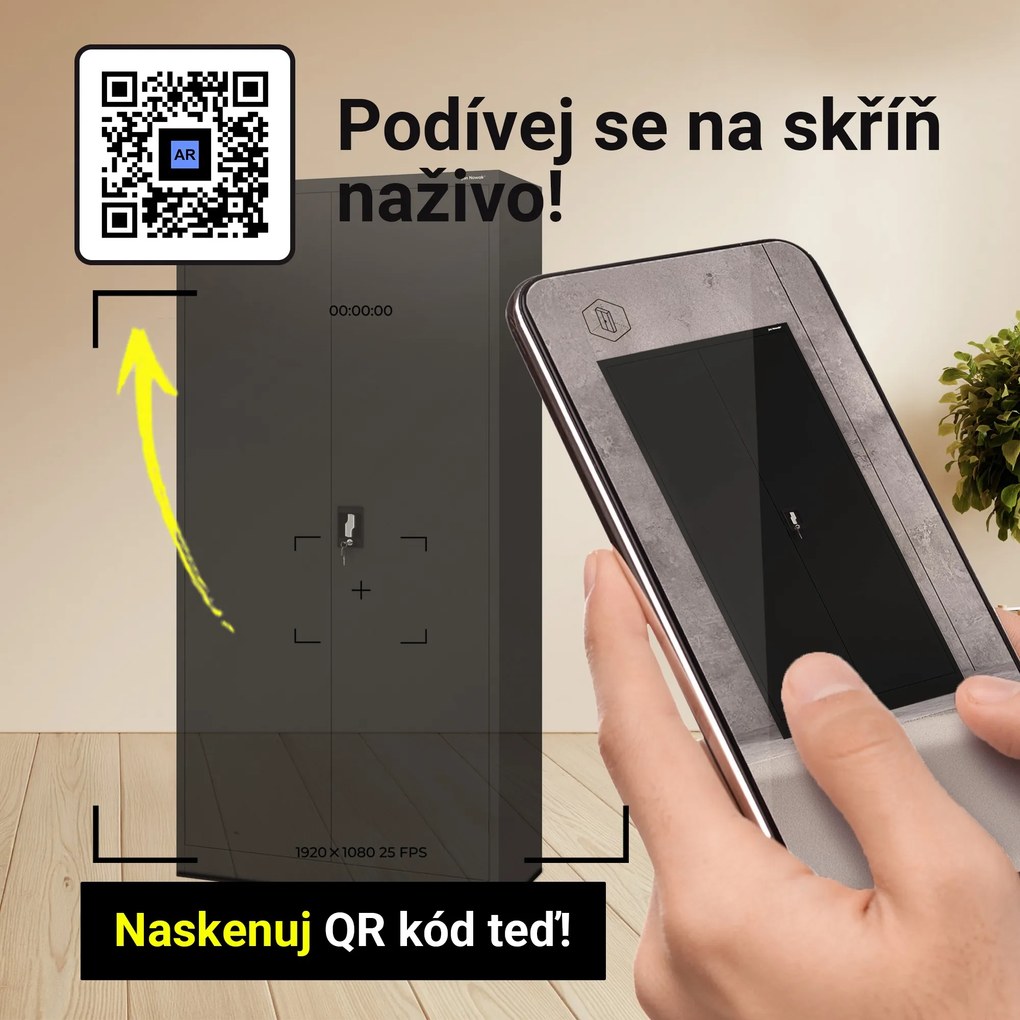 Kancelářská skříň na dokumenty se 4 policemi, černá, 900x1850x400 mm: JAN