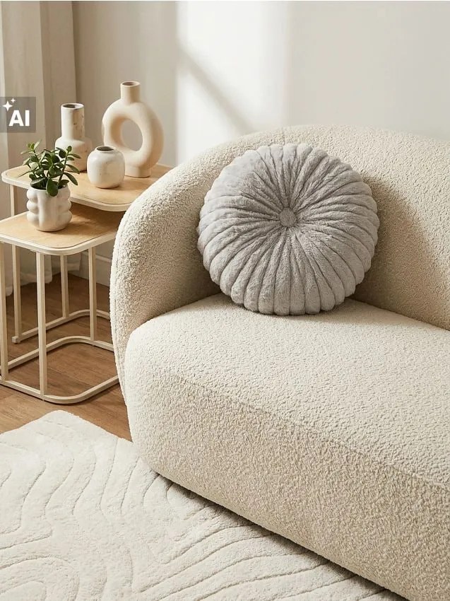 Sinsay - Kulatý dekorativní polštář se stehy - šedá