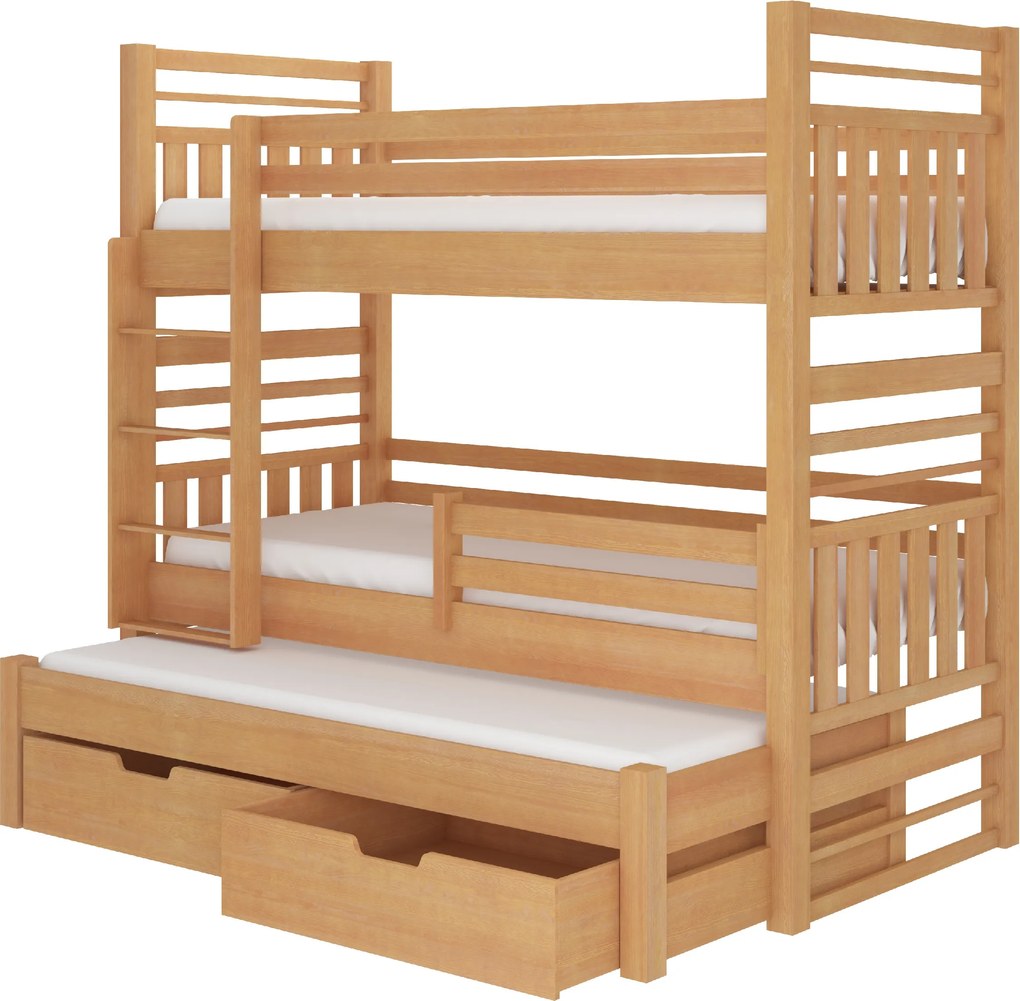 ADRK Furniture Třílůžková patrová postel HIPPO 180x80 CH-Hip-Bee-190-E1894